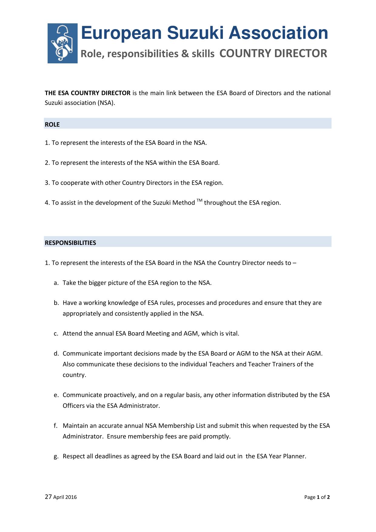 Roles and Responsibilities » European Suzuki Association